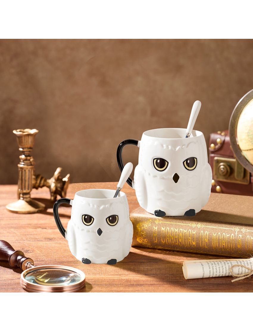 Harry Potter Hedwig Owl Shape Ceramic Cup & Spoon 430ml | MINISO