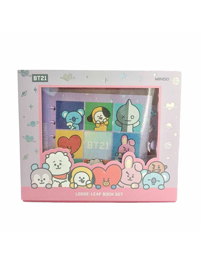BT21 Purple Stationery Set of 80-Sheet, Book, Pen & Stickers | MINISO