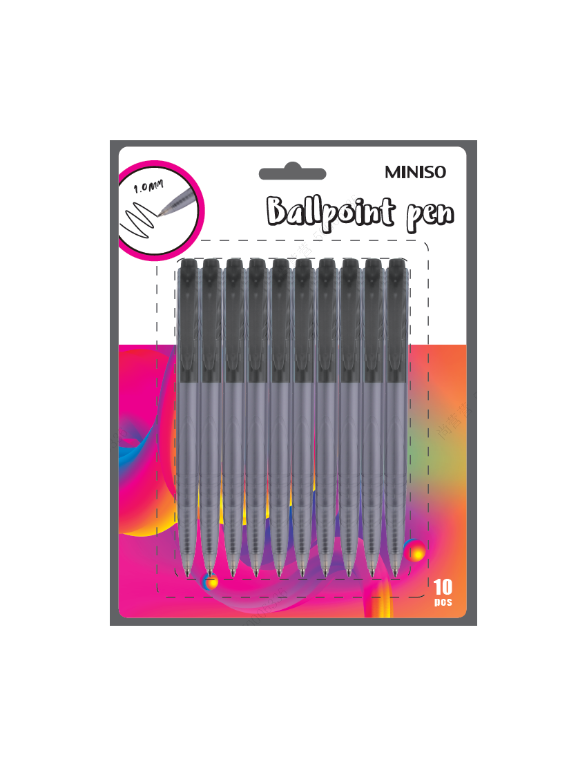 Retractable Ballpoint Pen (10 Pack, Black) | MINISO
