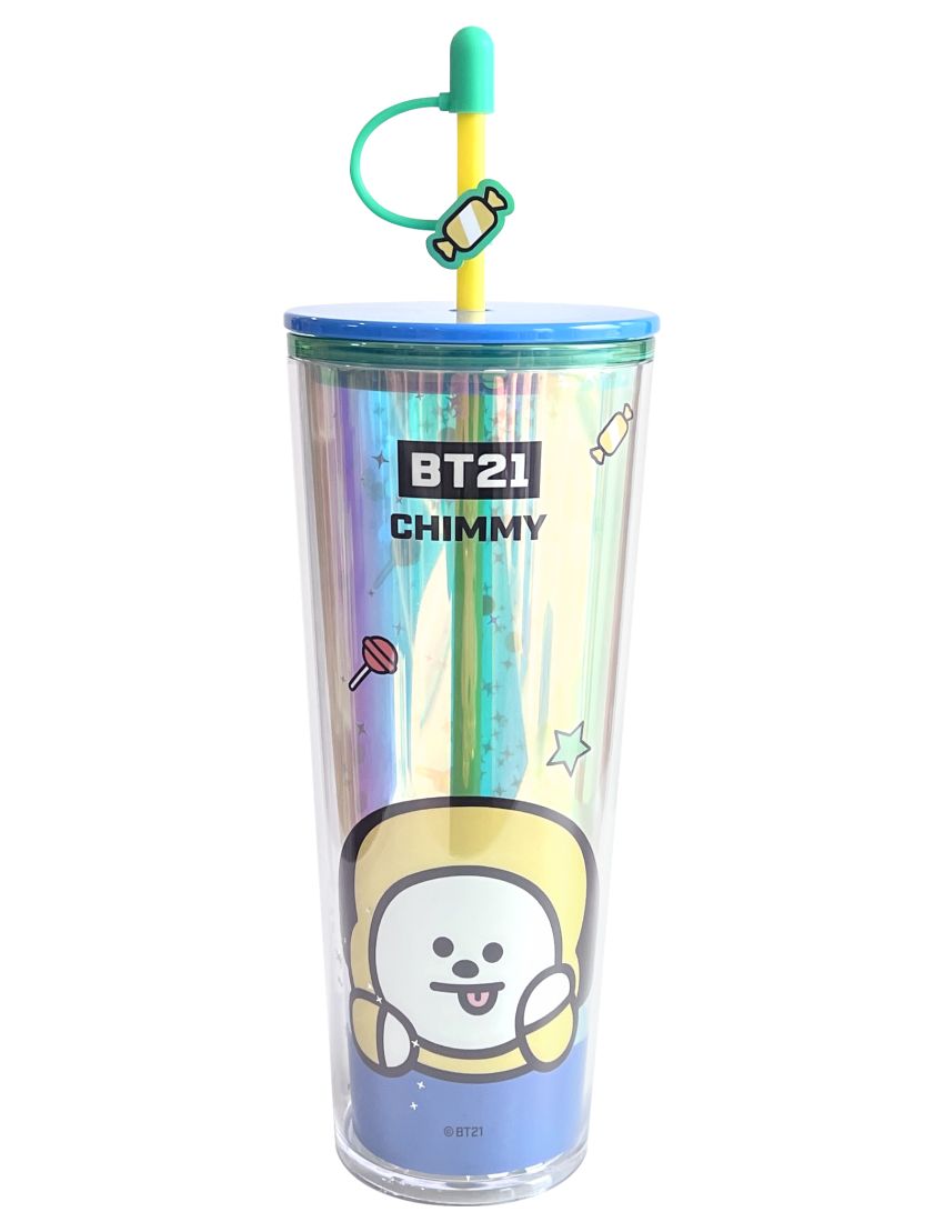 BT21 Collection Chimmy Double Wall Plastic Tumbler with Straw 800ml | MINISO